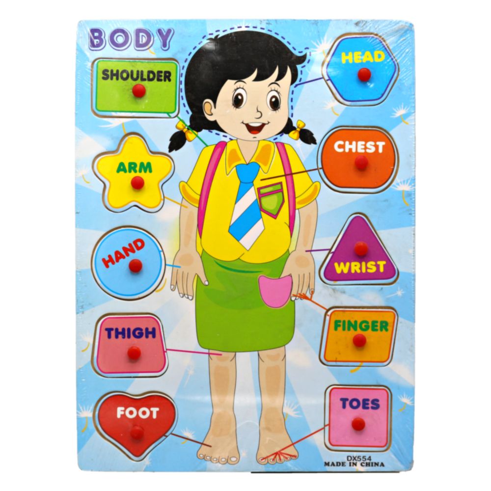 Body Parts Wooden Peg Puzzle Board – Preschool mall - Preschool ...
